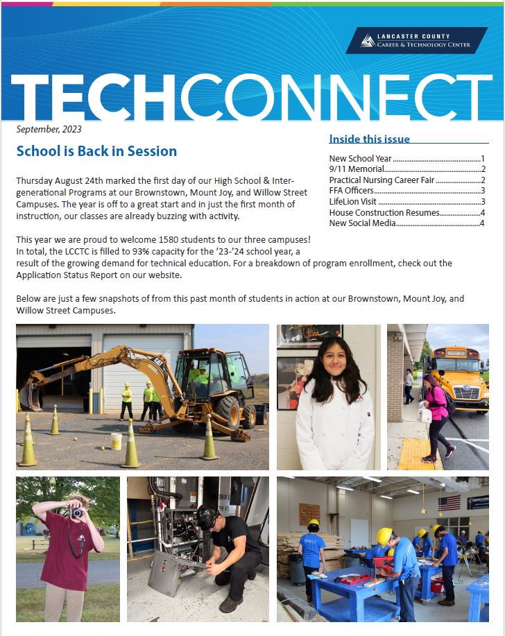 September 2023 LCCTC TechConnect Newsletter - Lancaster County Career ...